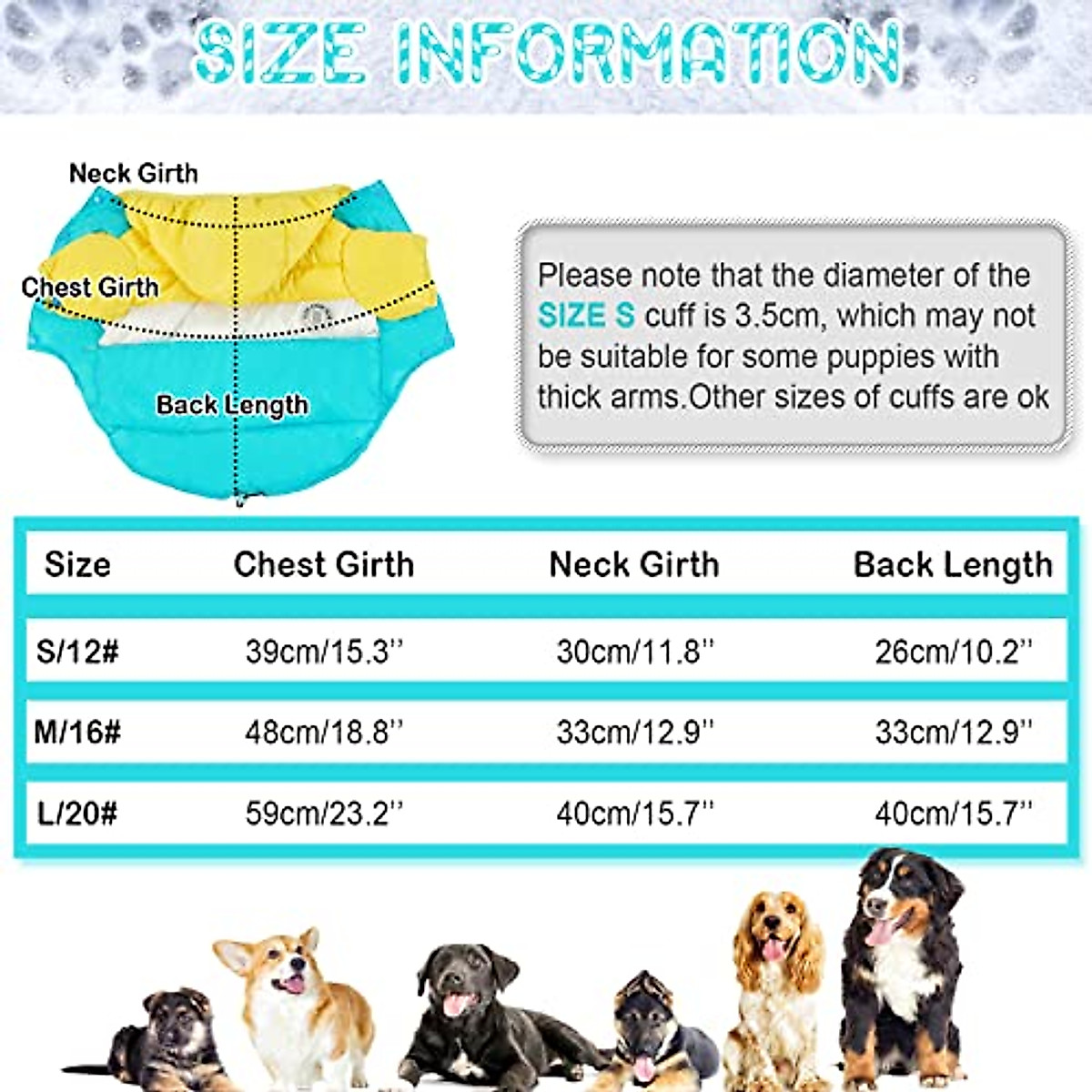 FUAMEY Dog Winter Coat,Puppy Puffer Jacket Warm Padded Pet Snow Vest Cute Windproof Dog Clothes Doggy Warm Waterproof Outdoor Lightweight Small Dog Hoodie,Chihuahua Poodles Yorkshire Pet Apparel