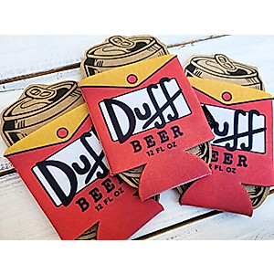 Duff Beer Homer Simpson SET OF 3 Hilarious Can Cooler Fathers Day Gift Coozie Football Party Favor Game Night Beverage Beer Gifts for Dads Moms Brother Uncle Sister Aunt Coozie Great Gift DUFKOOZX3