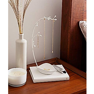 Umbra, White Orchid Jewelry Organizer and Necklace Holder with Built-In Dish for Rings, Earrings, and Bracelets
