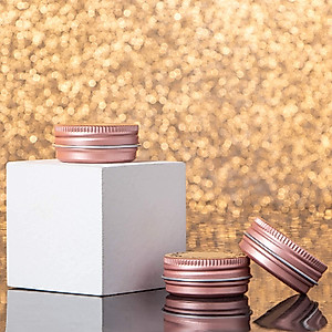 0.5 oz Screw Top Aluminum Tin Jar with Screw Lid and Blank Labels (Rose Gold - Pack of 32)