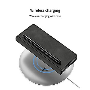 BAILI Galaxy Z Fold 3 Case with S Pen Slot,Galaxy Z Fold3 Flip Holster with S Pen Holder and Attached Card Slot,Instantly Converts Into Phone Bracket Cover for Samsung Z Fold 3-Cloud Brown