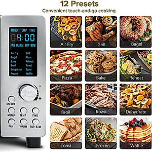 Nuwave Bravo 12-in-1 Digital Toaster Oven, Countertop Convection Oven & Air Fryer Combo, 1800 Watts, 21-Qt Capacity, 50°-450°F Temp Controls, Dual Zone Surround Cooking, Linear T Technology, SS Look