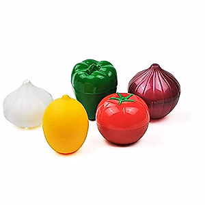 5-Piece Set Fruit Container Refrigerator,Onion Storage, Vegetable Storage, Onion, Lemon, Green Pepper, Tomato, Garlic Storage Container, Refrigerator Preservation