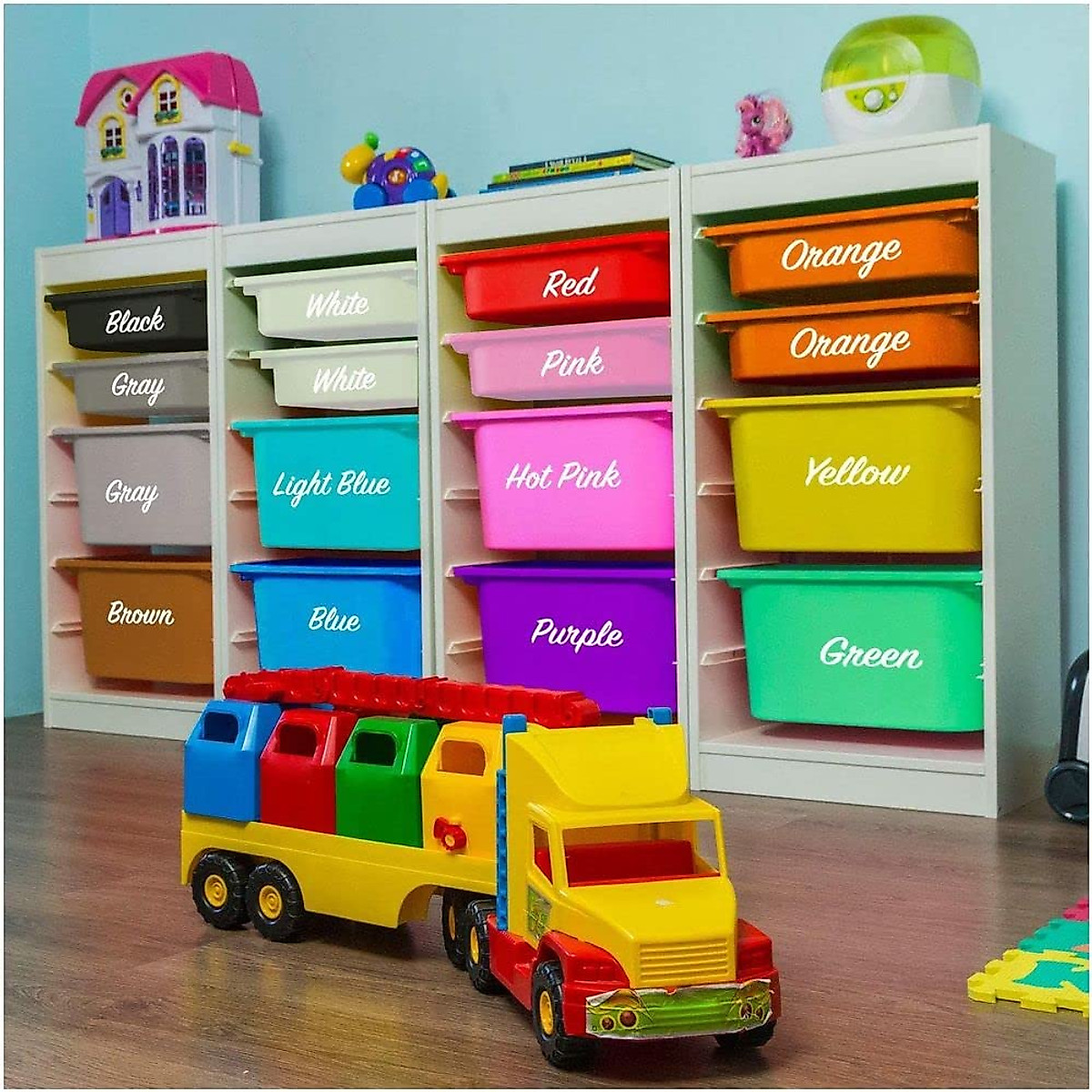 Talented Kitchen 120 White Playroom & Crafts Organization Labels. Clear Preprinted Stickers. Water Resistant, Canister & Bin Labels to Declutter Toy Closet Playroom (Playroom Crafts- 120 White Labels)