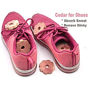 Wahdawn Aromatic Red Cedar Blocks for Clothes Storage, Fresh Scent Cedar Rings and Big Hearts for Closets and Drawers, Natural Car Air Freshener Shoes Odor Remover [40]