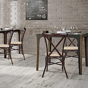 LUCKYERMORE Heavy Duty Aluminum Dining Chair Set of 2, Commercial Stackable Chairs with Sand Beige Soft Cushion, 400 LBS Capacity, for Kitchen, Restaurant, Dining Room, X Back