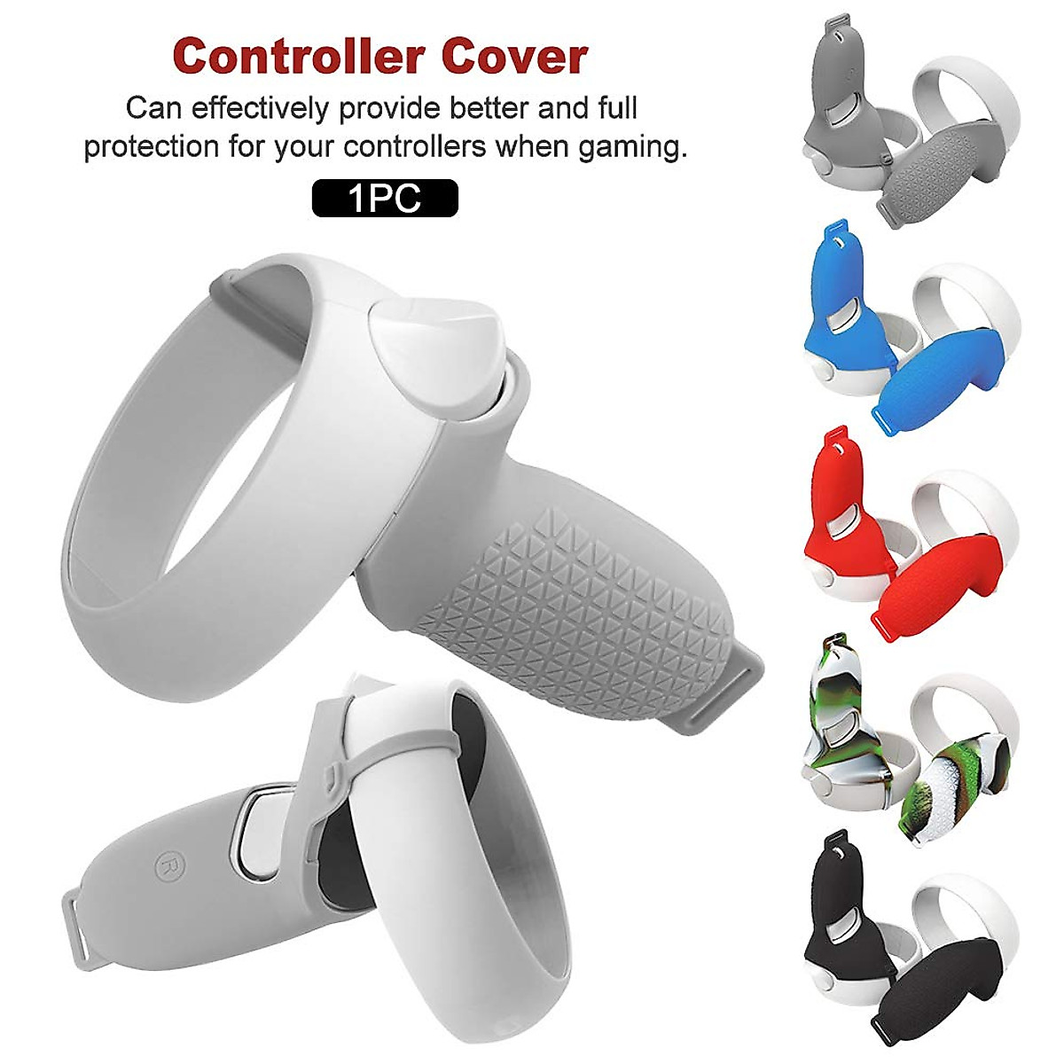 CALIDAKA 1pair Touch Controller Grip-Cover for Oculus Quest 2,Soft Silicone Anti-Throw Handle Protective Sleeve,VR Controller Grip Accessories