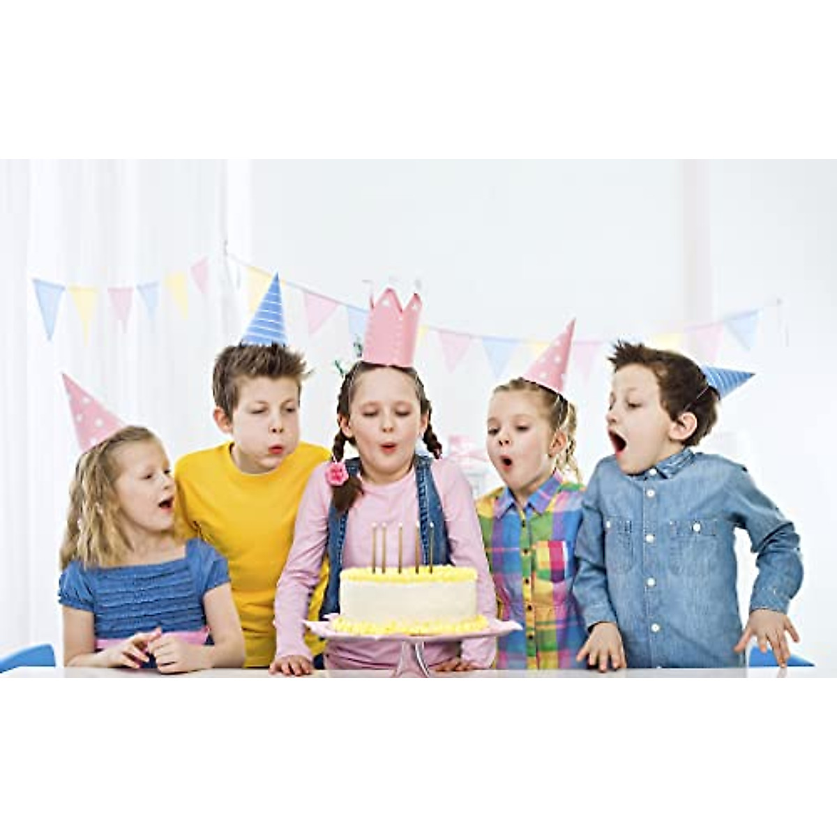 JULOLY 24-Count Gold Birthday Candles, Long Cupcake Candles, Suitable for Birthday Parties, Wedding Cakes and Anniversary Celebrations