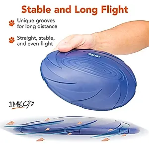 IMK9 Dog Frisbee Toy - Soft Rubber Disc for Large Dogs - Frizbee for Aggressive Play – Heavy Duty Durable Frisby for Pets – Lightweight, Interactive Flying Toy for Training Fetch, Tug of War, Catch