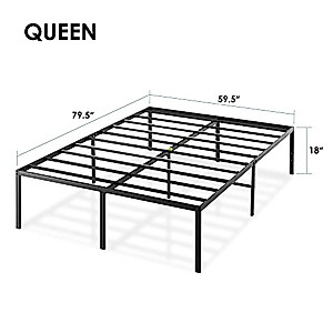 Best Price -Mattress 18 Inch Metal Platform Bed, Heavy Duty Steel Slats, No Box Spring Needed, Easy Assembly, Black, Queen