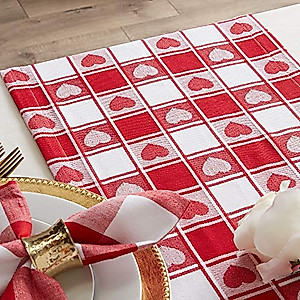 DII Valentine's Day Table Top Collection, Table Runner, 14x72, Checkered Heart