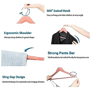 ROSOS Cedar Hangers for Closet 20 Pack, Wooden Hangers with Smooth Notches, Sturdy Cedar Wood Coat Hangers with 360 Rotating Hook Great for Refresh Closet