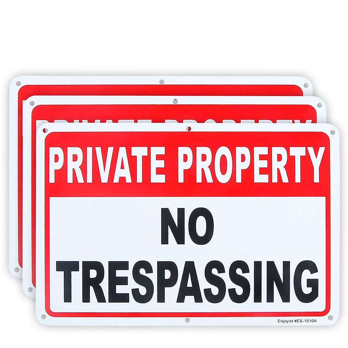 3 Pack Private Property No Trespassing Sign 10"x 7" .04" Aluminum Reflective Sign Rust Free Aluminum-UV Protected and Weatherproof