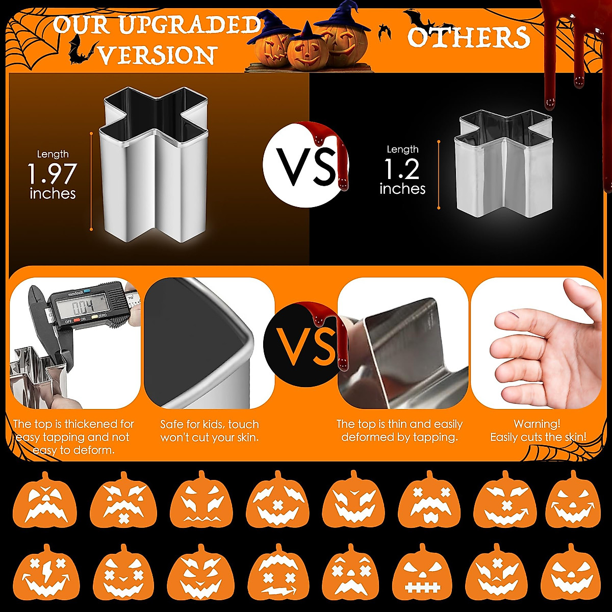 CHALEEMANG Pumpkin Carving Kit Halloween, Safe and Easy Set for Kids, Halloween Decoration Jack-O-Lanterns, DIY Stainless Steel Tools Gift Halloween