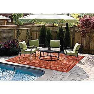 Nourison Home & Garden Indoor/Outdoor Orange 10' x 13' Area -Rug, Easy -Cleaning, Non Shedding, Bed Room, Living Room, Dining Room, Kitchen (10x13)