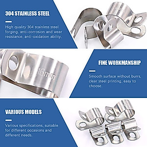 Glarks 80Pcs 5 Size 1/4'' 5/16'' 3/8'' 1/2'' 5/8'' Stainless Steel Cable Clamp Assortment Kit