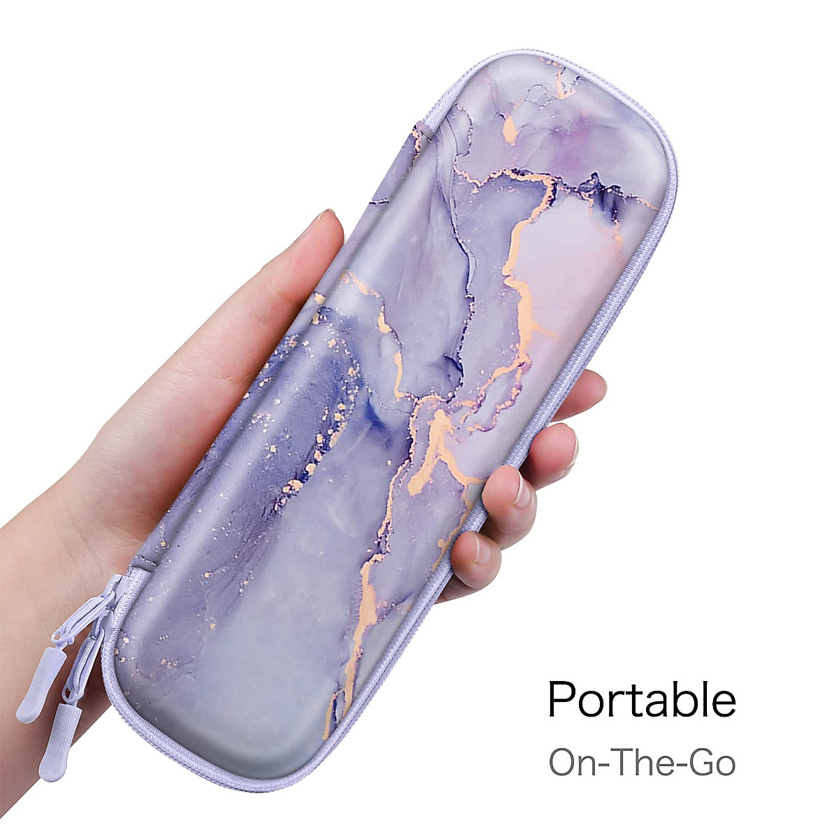 Fintie Holder Case for Apple Pencil Pro, Apple Pencil (USB-C / 1st / 2nd Generation), PU Leather Carrying Bag Sleeve Compatible with Pen, USB Cable, Samsung Stylus, Lilac Marble