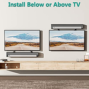 WALI Sound Bar Mount Bracket, for Mounting Above or Under TV, with Adjustable 3 Angled Extension Arm, Fits Most 23 to 65 Inch TVs, up to 33 lbs (SBR202)