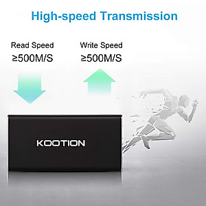 KOOTION External SSD 250GB Portable SSD High-Speed Solid State Drive, Read up to 500MB/s & Write up to 450MB/s