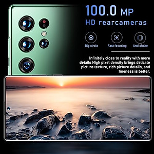 2023 Global Version S22 Ultra Smartphone 7.3INCH 5G Mobile Phones 16GB RAM 1TB ROM Cell Phone Facial Fingerprint Unlocking ID Dual Sim Card,Green-1TB