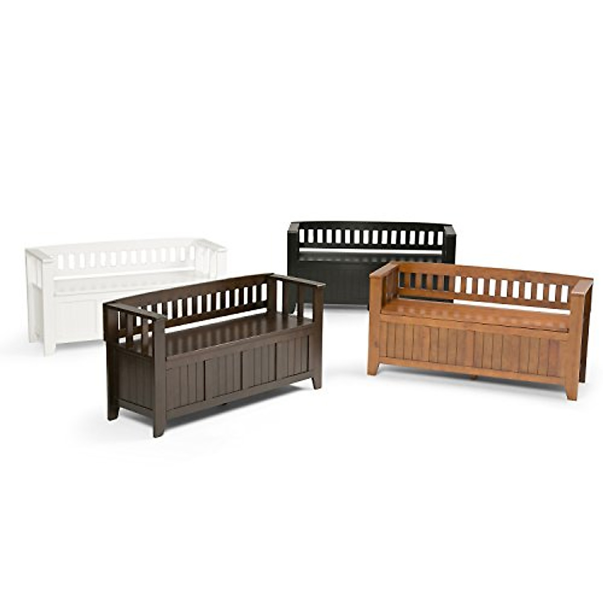 SIMPLIHOME Acadian SOLID WOOD 48 Inch Wide Transitional Entryway Storage Bench in Light Avalon Brown, For the Living Room, Entryway and Family Room