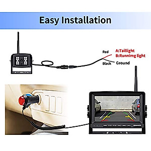 ZEROXCLUB HD Digital Wireless Backup Camera for RV/Truck/Trailer/Van/Bus, 7 Inch HD 1080p LCD Monitor and IP69 Waterproof Rear Camera System,HDCVI Signal,Night Vision,Record(SW01-black)