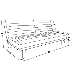 DHP Dillan 69 Inch Futon Sofa Bed, Modern Armless Upholstered Couch Sleeper with Tufted Back and Seat, Full, Tan