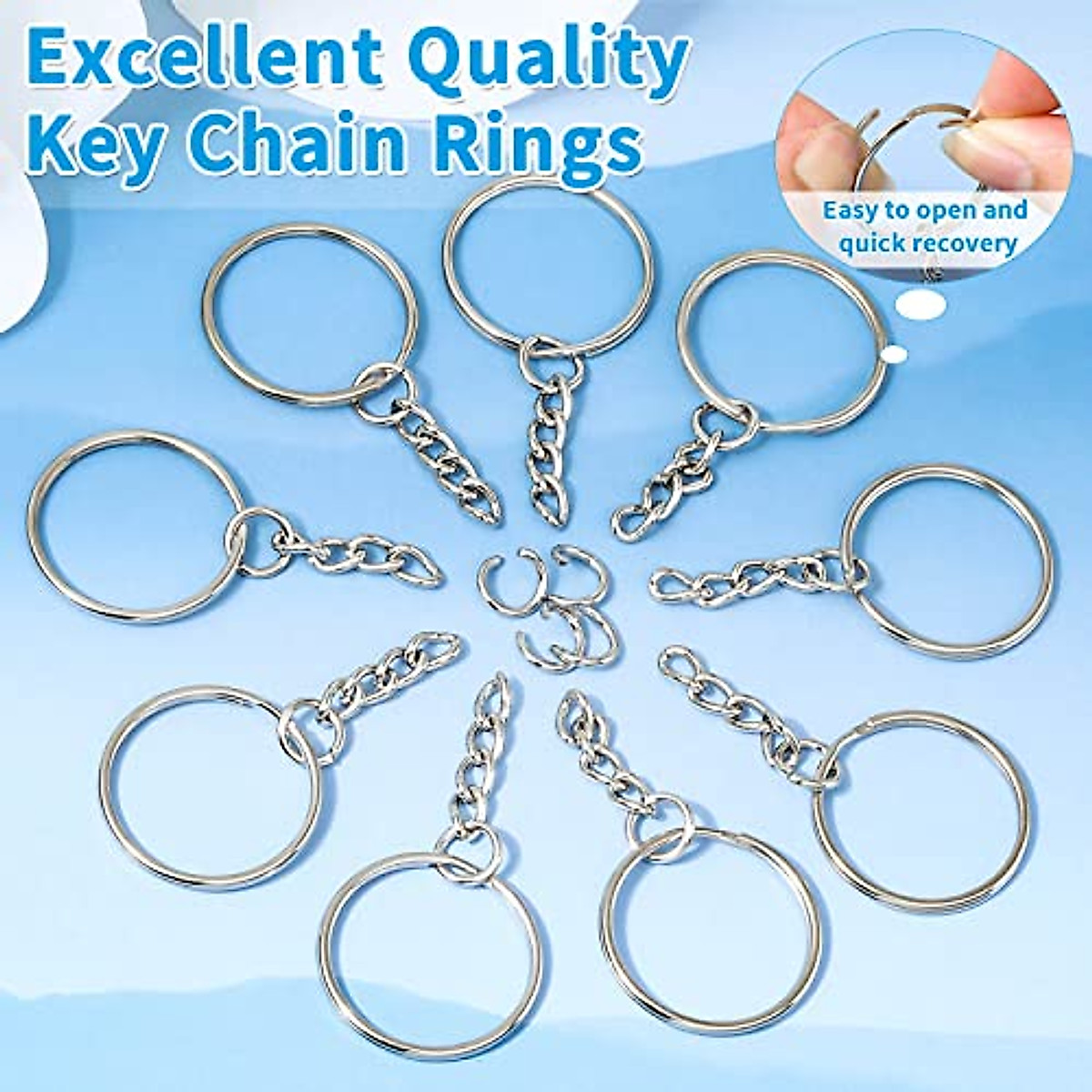 Keychain Making Supplies, Paxcoo 50Pcs Keychains with Chain and 50 Pcs Jump Rings, Keychain Rings Kit Keychain Findings Bulk for Keychain Making DIY Crafts