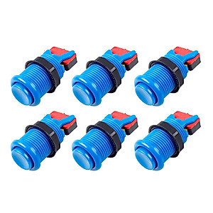 EG STARTS 6X American Style Standard Arcade Buttons Switchable Happ Type 30mm Push Button 3/16" Terminal for Jamma Mame Kit Parts (Blue)