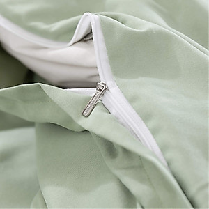 Uhsupris Green Duvet Covers Full/Queen Size 3 Pieces Green Bedding Set Queen with Zipper&Corner Ties(No Comforter)