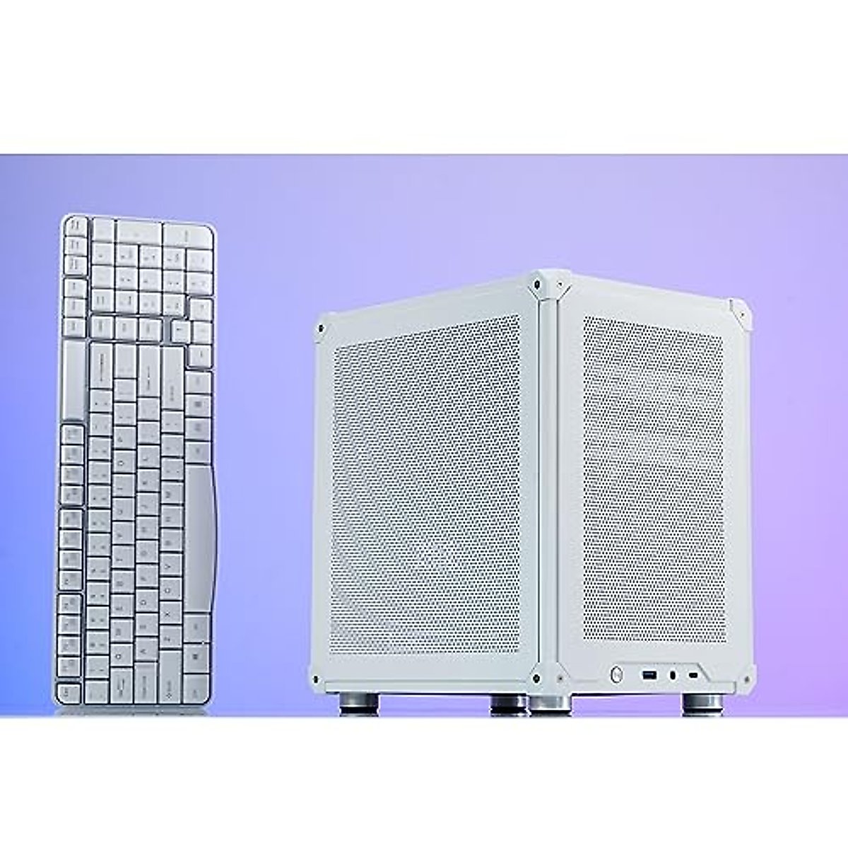JONSBO C6 White Mini MATX Mesh Case,Simple Compact Desktop Micro ATX Chassis,Upper Cover/Side Panel Tool-Free Open pc case, ATX Power Bite (L185mm Max.),Support 75mm CPU Cooler,GPU200-255mm