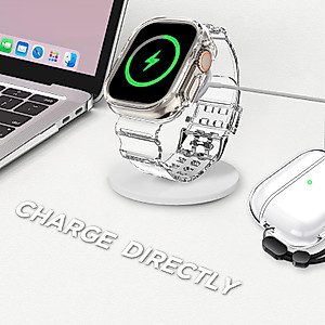 DABAOZA Compatible for Clear Apple Watch Band with Bumper Case 49mm, Women Men Glitter Bling TPU Sport Strap for iWatch SE Ultra Series 10 9 8 7 6 5 4 3 2 1（ClearCrysta,49）