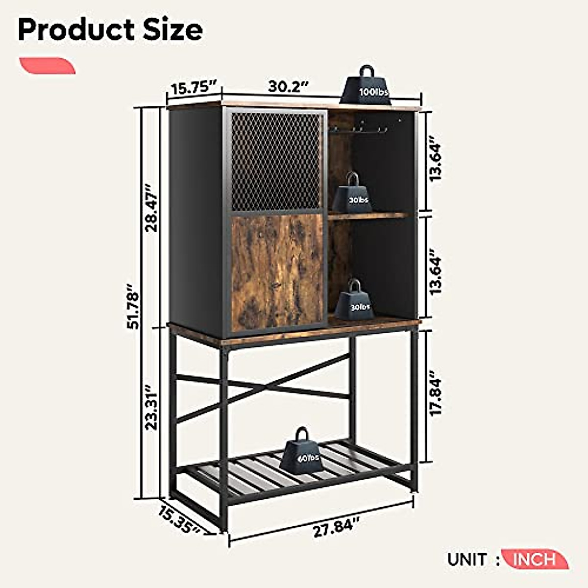 Bestier Wine Bar Cabinet for Liquor and Glasses Coffee Station Buffet Sideboard with Wine Glass Rack Mini Bar for Home Kitchen Storage Cabinet with Sliding Door and Open Shelf