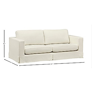 Amazon Brand – Stone & Beam Bryant Modern Sofa Couch with Slipcover, 85.1"W, Optic White