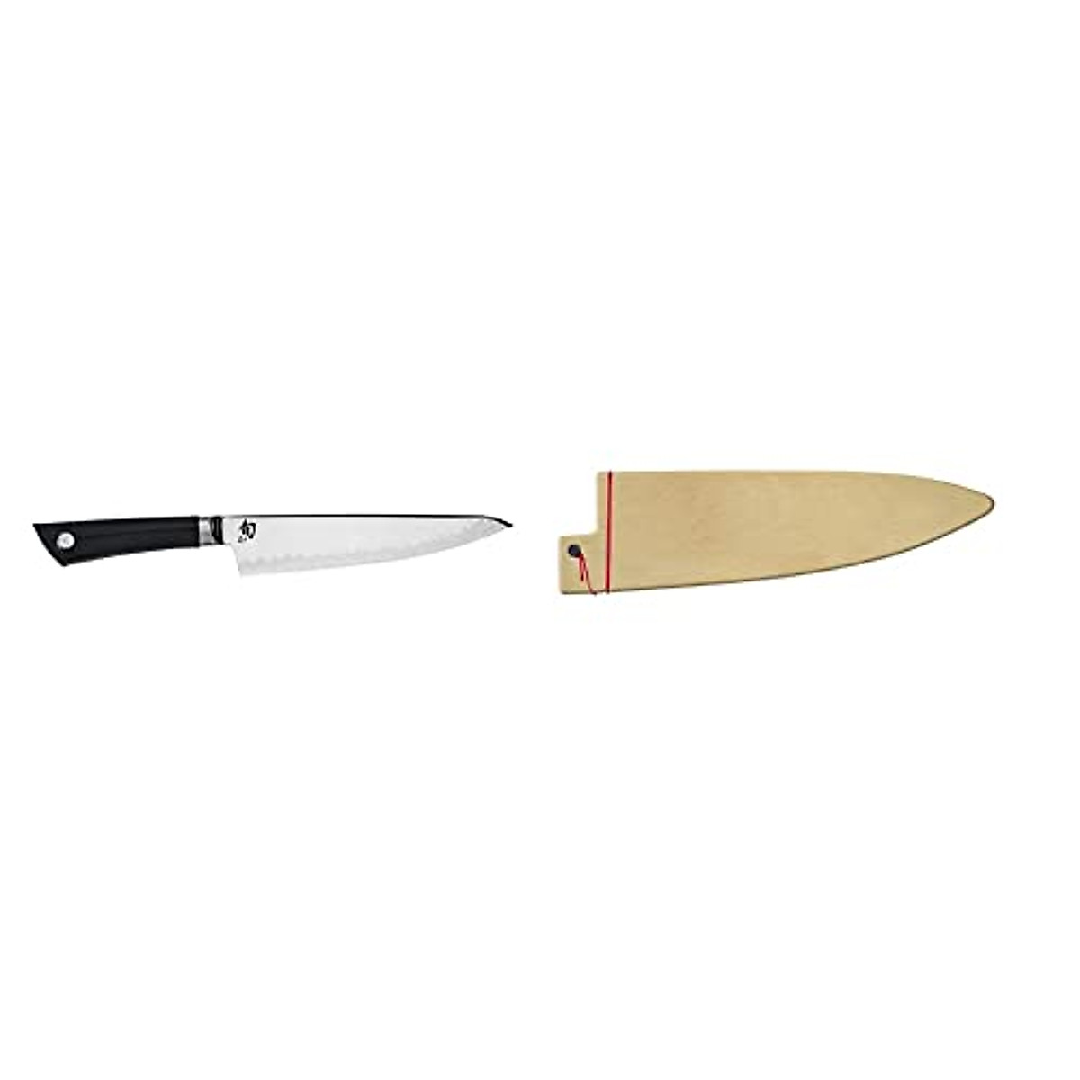 Shun Cutlery Sora Chef's Knife 8” & Saya Sheath, Universal Fit for Chef and Santoku Knives, 7-8 Inch, Beech Wood,