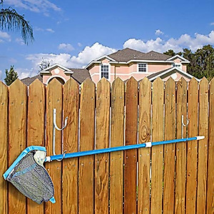 2 Pcs Set Pool Pole Hangers Heavy Duty Aluminium Holder with Screws Perfect Hooks for Swimming Pool Telescopic Poles Skimmers Nets Brushes Vacuum Hose Garden Equipment Outdoor Supplies (White)