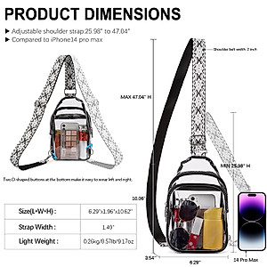 CLUCI Clear Bag for Stadium Events, Clear Bag Purses for women Crossbody Transparent, Crossbody Purses for Concerts Sports Black