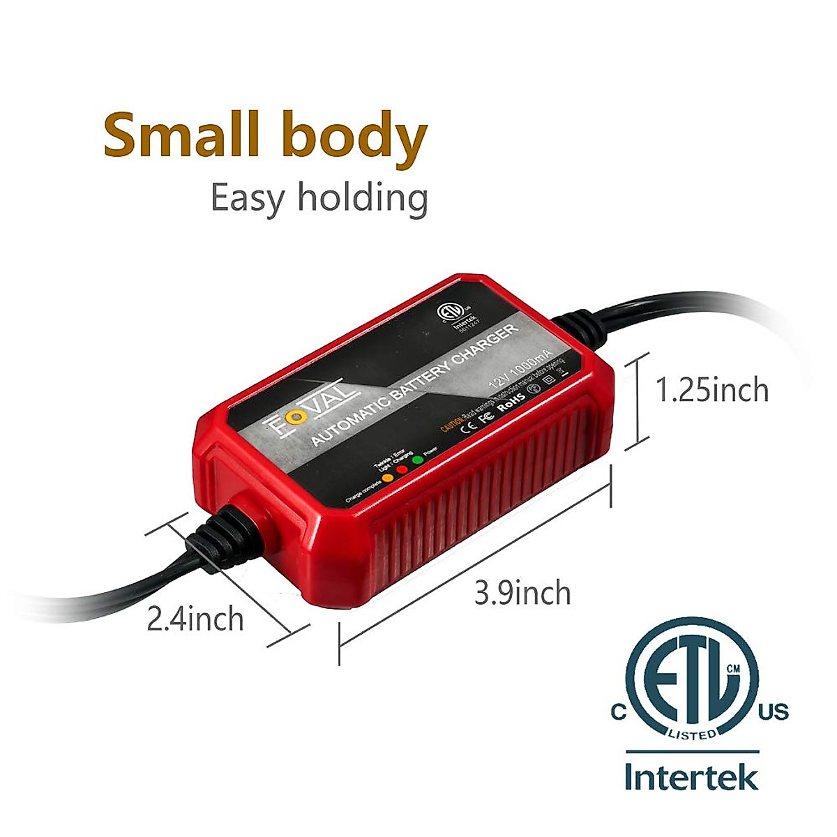 Foval Automatic Trickle Battery Charger 12V 1000mA Smart Battery Charger