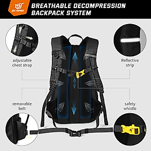 SKYSPER Hiking Daypack 30L Water-Resistant Camping Backpacks, Day Packs for Travel Outdoor Camp Men Women Black