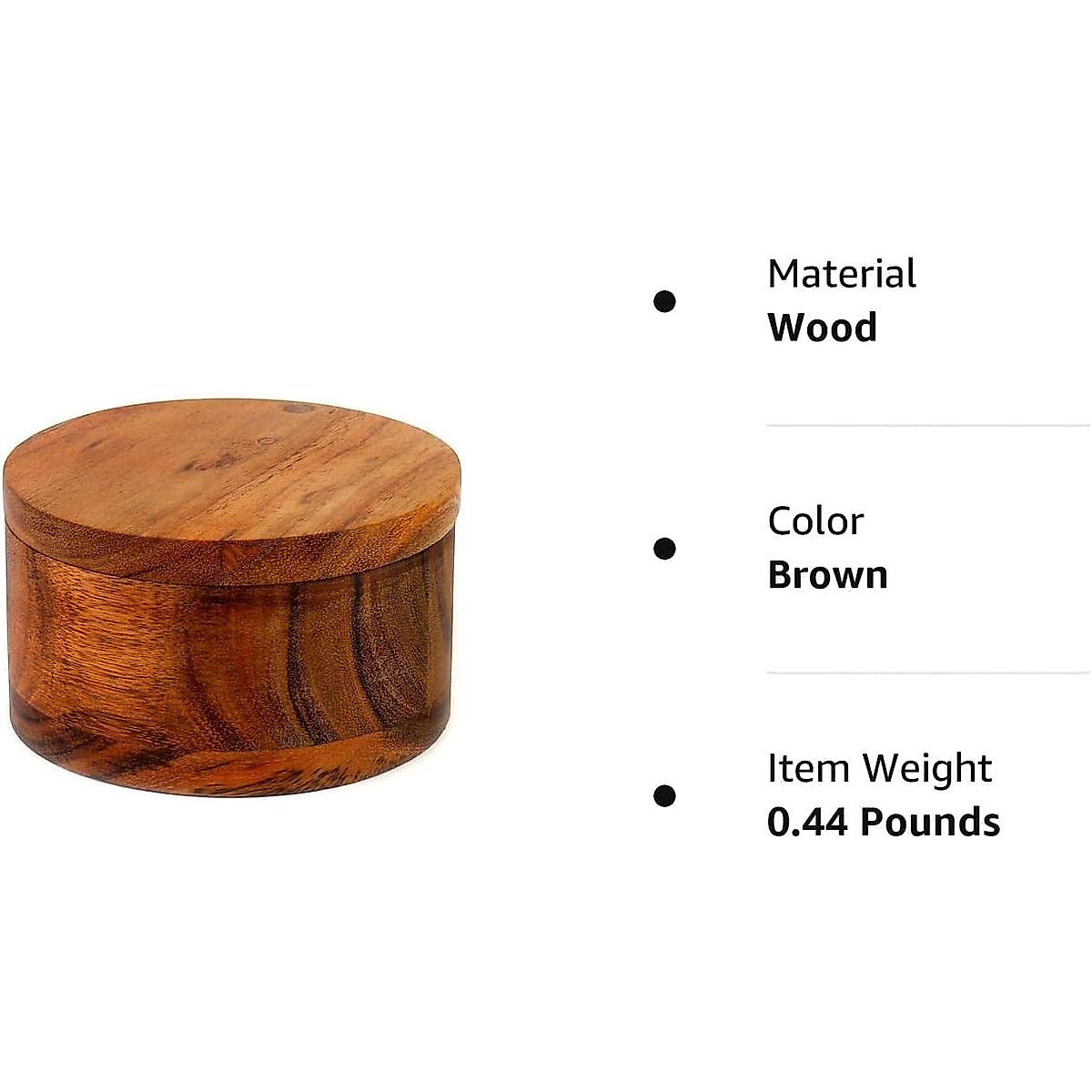 Kaizen Casa Acacia Wood Salt or Spice Box with Swivel Cover perfect for keeping table salt, gourmet salts, herbs or favorite seasonings, close at hand on your countertop.