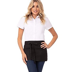 Chef Works unisex adult Waist Apron apparel accessories, Black, One Size US