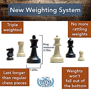 Bobby Fischer Ultimate Chess Pieces Set, Staunton Plastic Tournament Chess Set -Extra Queens, Triple Weighted