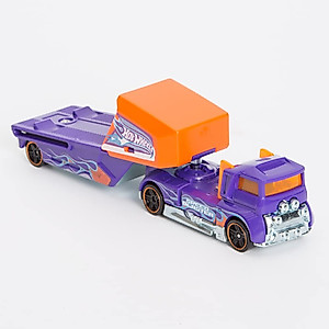 Hot Wheels Speed Blaster Vehicle - Purple and Orange ~ Semi-Truck with Detachable Trailer