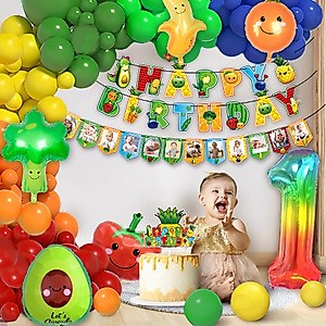 Hey Bearr Sensory Fruit Birthday Decorations - Dancing Fruit 1st Birthday Party Supplies, Summer Fruit Birthday Party Baloons Arch Set for baby Boys and Girls