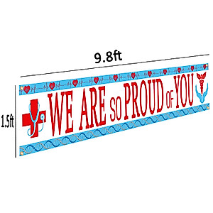 We Ara So Proud Of You Doctor Nurse Party Backdrop Banner,Medical Staff Doctor Nurse Retirement Graduation Party Decoration