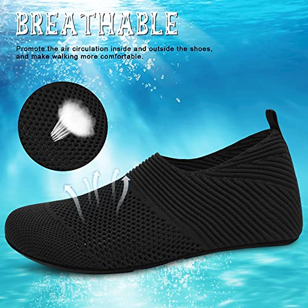 ANLUKE Womens Mens Water Sports Shoes Barefoot Quick-Dry Aqua Yoga Socks Slip-on (40/41, KBlack)