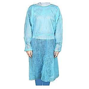 Dealmed Blue Isolation Gown – 10 Count of Disposable Medical Gowns, Blue Latex-Free, Perfect for Hospitals, Medical Facilities, and Physicians’ Offices (Pack of 10)