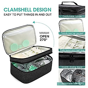 Breast Pump Bag Compatible with Willow and Elvie Breast Pump for Working Moms, Carrying Breast Pump Storage Bag with 2 Compartments for Wearable Breast Pump and Accessories（Black）