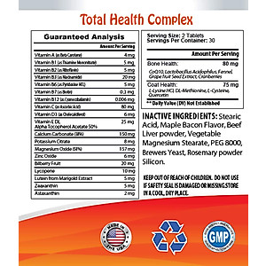 Dog Urinary Care - Pets Total Health Complex - Dogs and Cats - Best Hair Skin Eye Teeth Nail Urinary Support - Dog Vitamin e - 1 Bottle (60 Tablets)