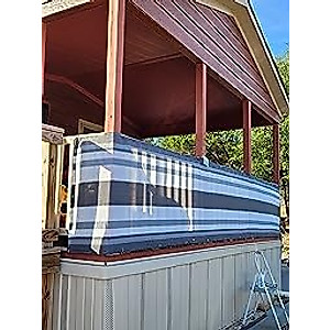 Vocray 3' x 16' Grey White Balcony Privacy Screen Fence Cover UV Resistant Protection Heavy Duty for Deck, Patio, Backyard, Railing Shield, Cable Ties Included, 90%